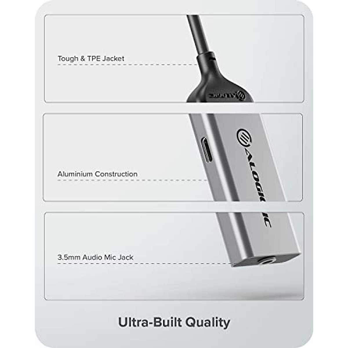 ALOGIC 2-in-1 USB-C Audio and Charging Adapter,USB-C to 3.5mm Audio Jack & USB-C Charging Port,PD Fast Charging,Ultra-Built Quality,Compatible with USB-C iPad/Tablets, Smartphones, laptops and More.