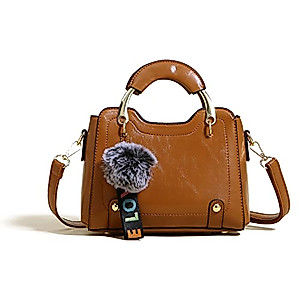 Fashion Purses and Handbags for Women, Ladies PU Leather Top-Handle Satchel Shoulder Bags Small Totes Crossbody Bag (Brown)