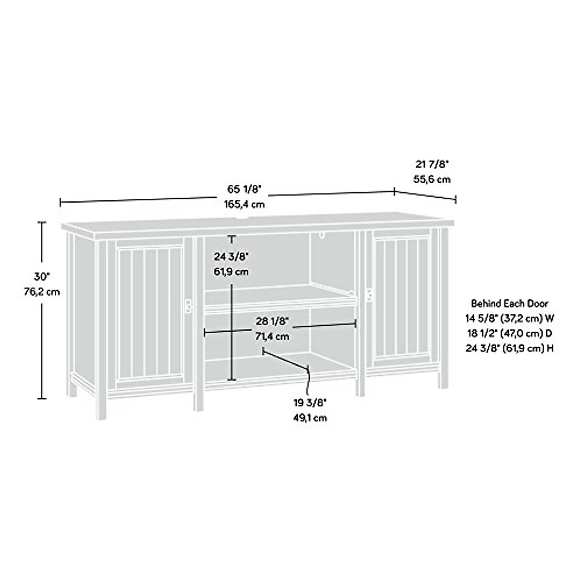 Sauder Costa Credenza, Chalked Chestnut finish