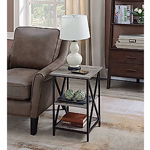 Convenience Concepts Tucson End Table with Shelves, 3-Tier, Faux Birch/Black