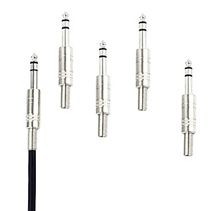 1/4" Audio Plugs 6.35 mm Plug TRS Male 1/4 inch Solder Type Stereo Plug Straight Design Connector with Spring for DJ Mixer Speaker Cables Guitar Cables Phono Patch Cable Microphone Cables (5 Pack)