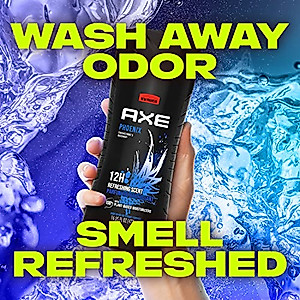 AXE Body Wash Phoenix 12h Refreshing Scent Crushed Mint & Rosemary 4 count Men's Body Wash with 100% Plant-Based Moisturizers 16 oz