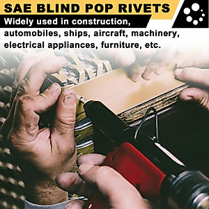 Siptenk 530PCS Pop Blind Rivets Assortment Kit, SAE Aluminum Assorted Rivet Set 14 Sizes 3/32" 1/8" 5/32" 3/16" 1/4" Pop Rivet Kit for Metal