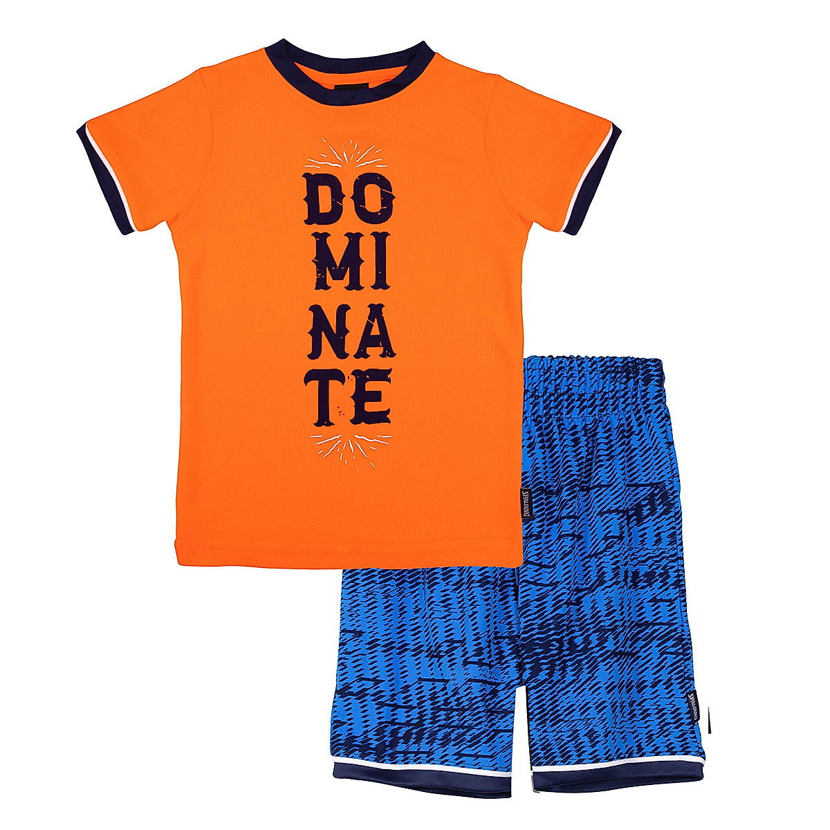 Spalding Boys Athletic Basketball Graphic Crewneck T Shirt Short Seeve Top and Shorts Gym Set, Bright Orange, 2T