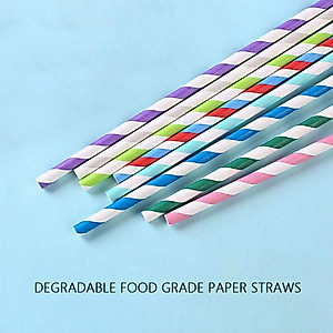 Disposable Straws Eco Friendly Drinking Accessories Natural Paper Material Colorful Stripe Pattern Party Supply(multicolor)