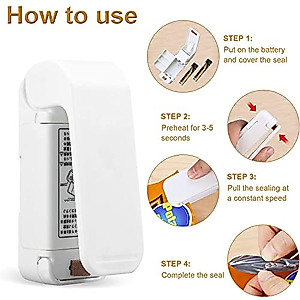 Mini Bag Sealer Heat Seal,Mini Bag Sealer,Portable Bag Sealer,Handheld Mini Heat Sealer for Snack Fresh Bag Food Storage (White)
