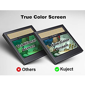 Kuject Auto Darkening Welding Helmet with Welding Gloves, True Color Solar/Battery Powered Welding Hood, Welding Mask With Wide Shade 4/9-13 for MMA TIG MIG MAG Arc Welder Mask