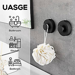 ABTIABGY Suction Cup Hooks for Shower, Bathroom, Kitchen, Glass Door, Mirror, Suction Hook Holder for Hanging up to 12 lbs Glass Shower Door Hook Waterproof & Rustproof Black (4-Pack)