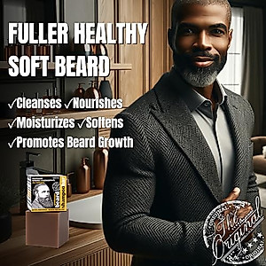 Professor Fuzzworthy’s Beard Shampoo Bar for Extra Soft Healthy Beard - Tames Beard with Beer & Rhassoul Clay - All Natural Ingredients - Australia, 4.2 oz