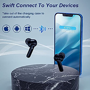 VEECOH True Wireless Earbuds Bluetooth Headphones Deep Bass Earphones,25H Playtime LED Display Touch Control Built-in Microphone in-Ear IPX5 Waterproof Headset for Airpods iPhone Samsung iOS Android