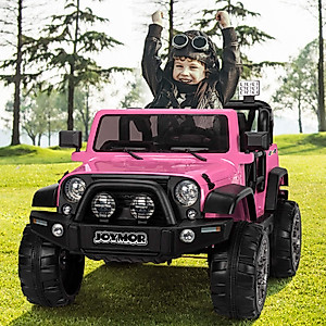 VALUE BOX Safety 12V Electric Two Seaters Ride On Car, Remote Control Kids Toddler Ride On Cars Motorized Vehicles Toy Car, Wheels Suspension, Seat Belts, LED Lights and Horn (Pink)