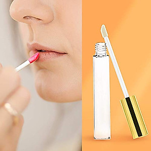 Vumdua 30 Pcs 10ml Empty Lip Gloss Tubes Containers, Refillable Lip Balm Bottles for DIY Makeup Such as Lip Samples, Homemade Lip Balm (Gold)