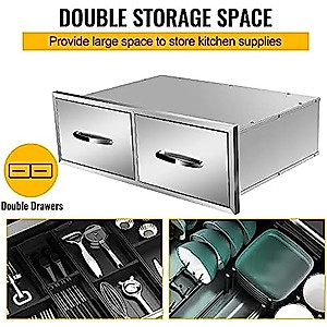 Outdoor Kitchen Stainless Steel Triple Access BBQ Drawers with Chrome Handle,30Wx20Dx10H