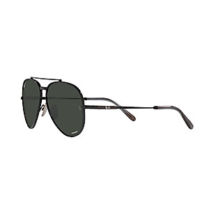 Ray-Ban RB8225 Aviator Titanium Sunglasses, Black/Polarized Dark Grey, 62 mm