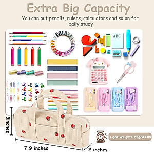CAMTOP Pencil Case Pouch for Girls Cute Small Pencil Box School Stationery for Teen Student Kids (Strawberry Beige)
