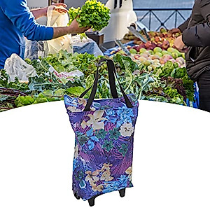 Folding Shopping Cart, Large Capacity Reusable Waterproof Grocery Cart with Removable Bag, Washable Durable Collapsible Shopping Bag with Wheels, 600D Strong Heavy Duty Utility Cart for Travel Camping