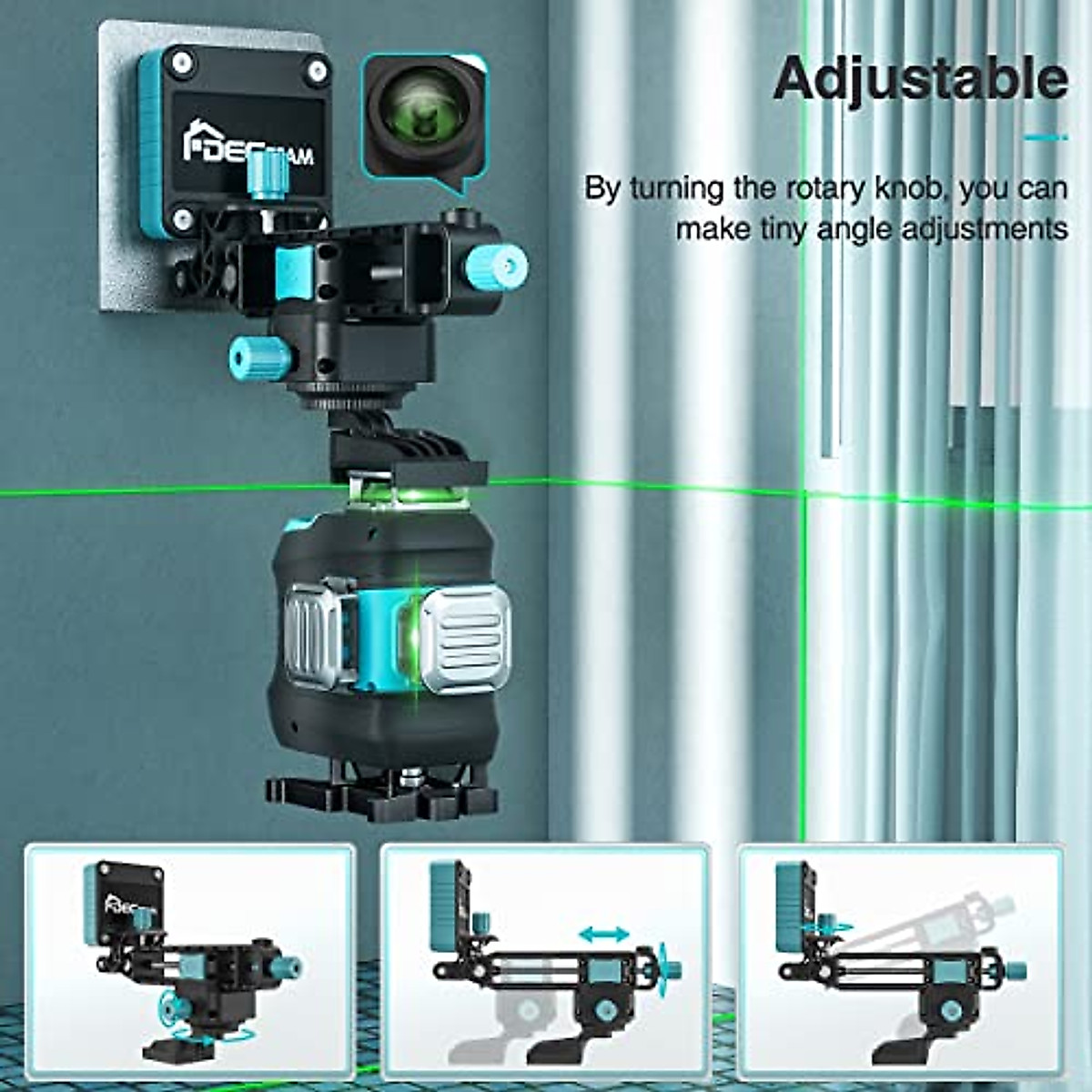 16-line cross laser level, capable of projecting 4 * 360° 4D bright green laser lines, suitable for indoor and outdoor architectural decoration and painting and hanging painting work（DJ04CG）