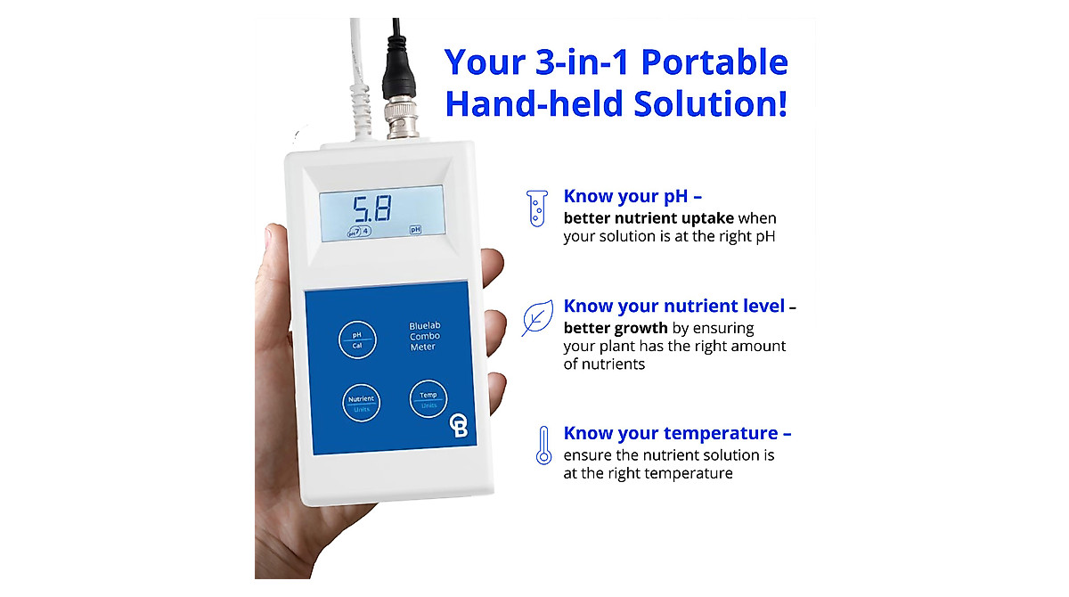 Bluelab Combo Meter: pH, EC & Temperature Tester