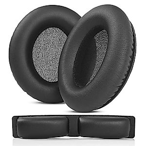 TaiZiChangQin KNS8400 Ear Pads Headband Ear Cushions Earpads Replacement Compatible with KRK KNS 8400 KNS 6400 Headphone Protein Leather Black