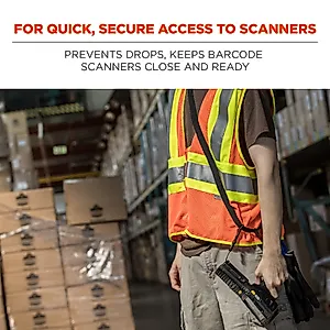 Ergodyne Squids 3134 Barcode Scanner Harness, Sling Style, Tethering Lanyard for Bar Code Scanners , Black