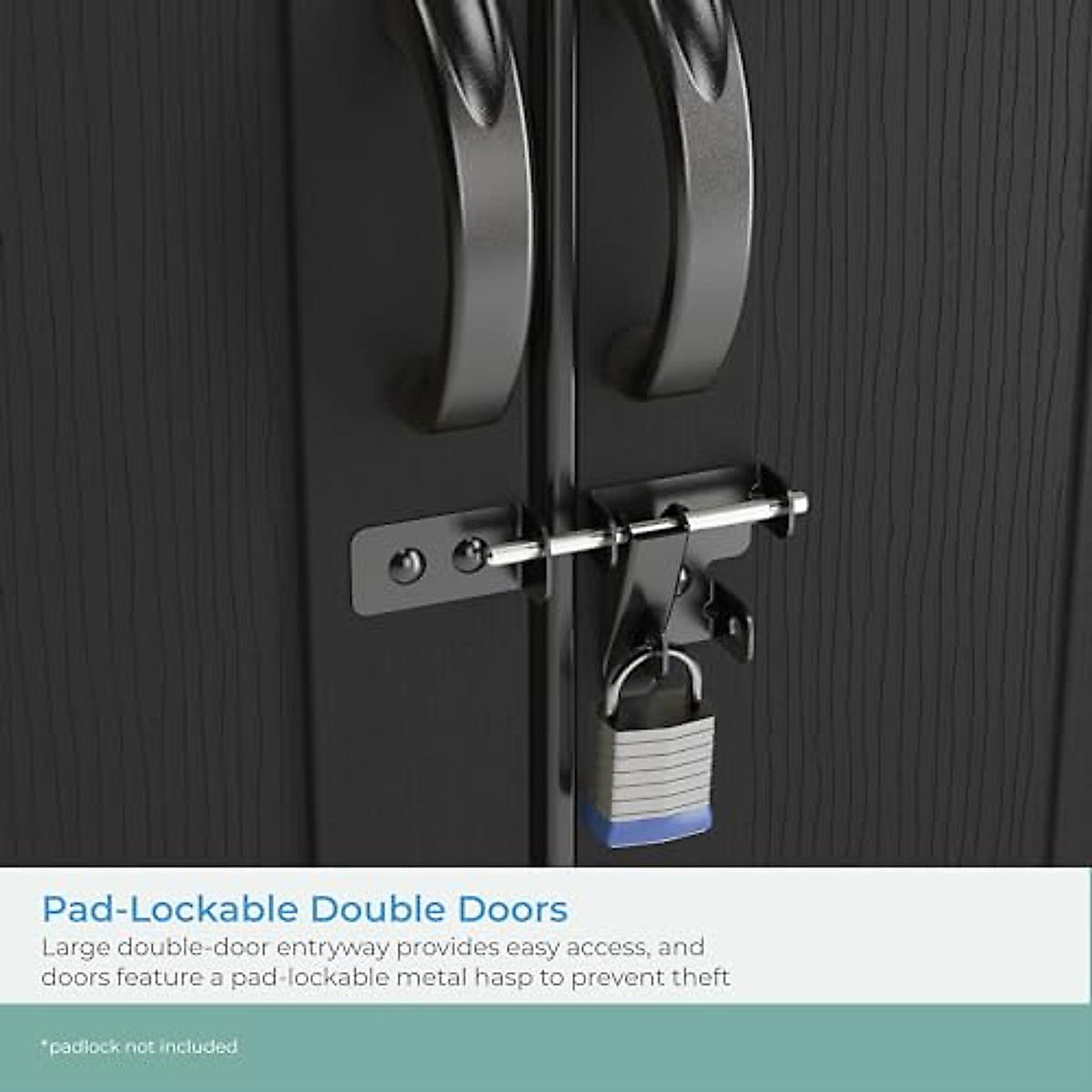 Suncast Vista 7' x 4' Outdoor Storage Shed with Pad-Lockable Double Doors and IllumiVent System, All-Weather Shed for Yard Storage, Brown