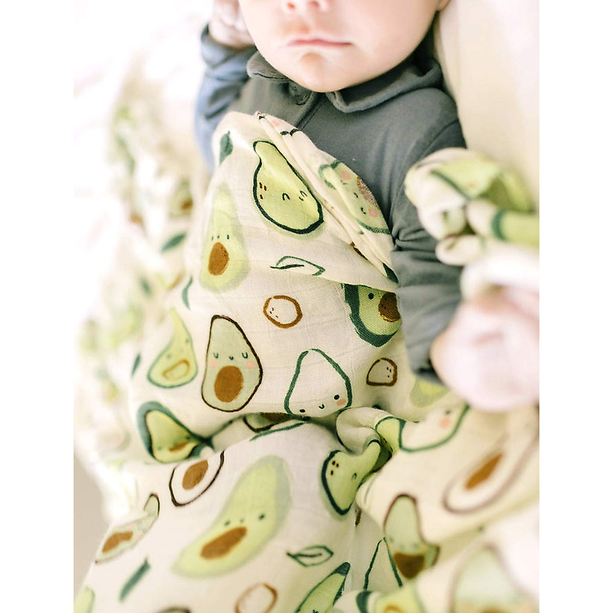 Loulou Lollipop Soft Baby Swaddle Blanket Muslin Wrap Receiving Blanket for Newborn to Toddler Girl and Boy, Large 47” by 47” - Avocado…