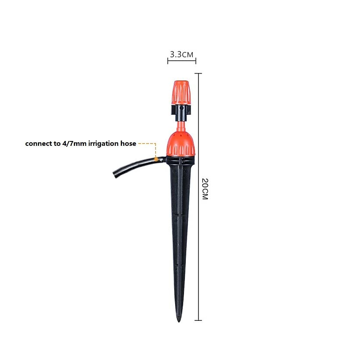 Yulaiyoen 25pcs Drip Irrigation Emitters for 1/4" Irrigation Hose Accessories, Adjustable 360 Degree Water Flow Stake Drippers, Garden Irrigation Drippers for Watering System