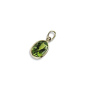 Green Tourmaline Charm 7x5 Oval Handmade in 14k Yellow Gold 0.85 Carats
