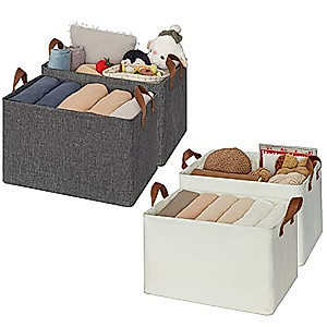 GRANNY SAYS Bundle of 2-Pack Fabric Storage Bins & 2-Pack Rectangle Storage Bins with Metal Frame