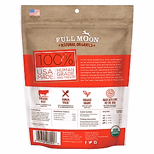 Full Moon Natural Organics Grass Fed Beef Jerky Healthy All Natural Dog Treats Human Grade 14 oz