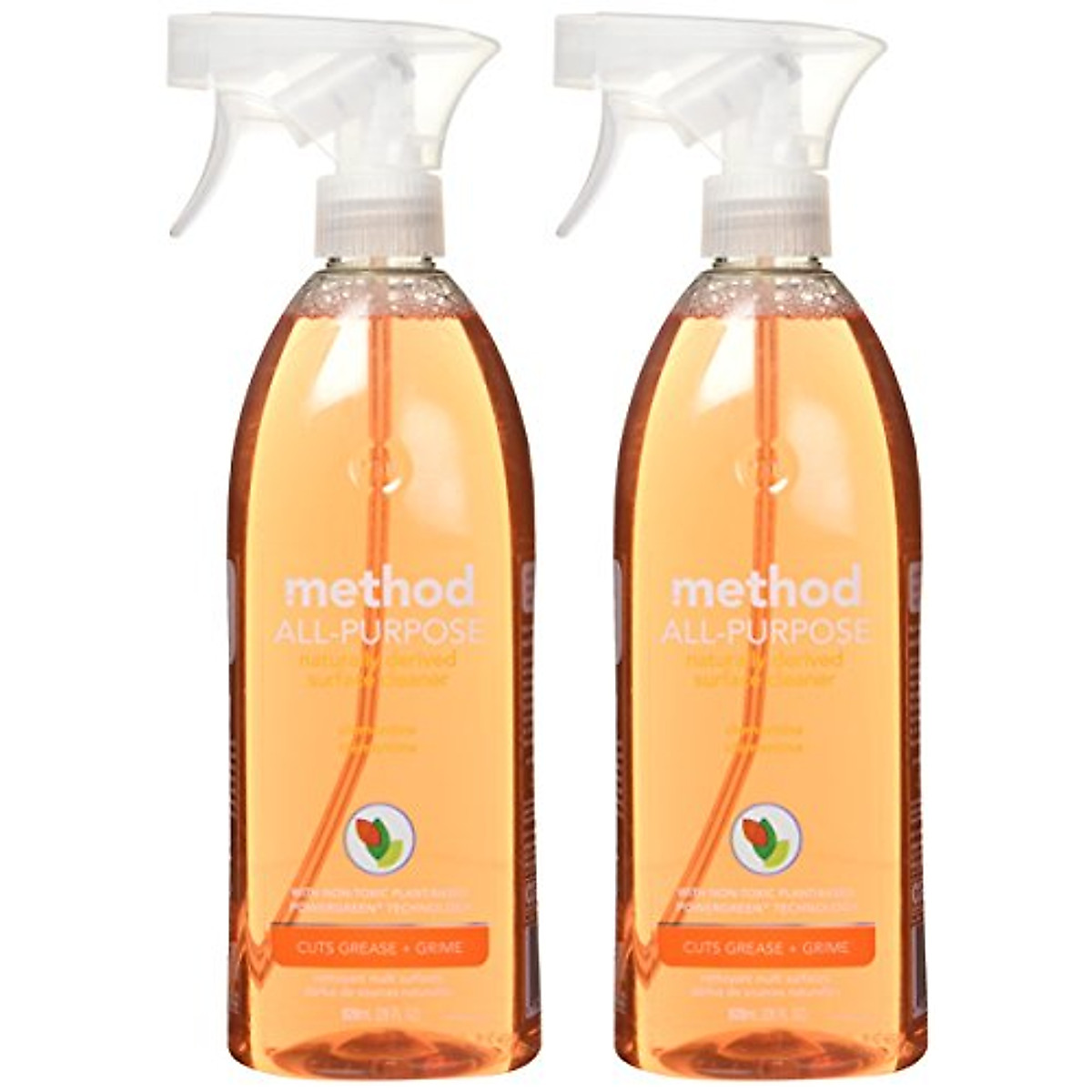 Method All-Purpose Cleaner Spray, Clementine, Plant-Based and Biodegradable Formula Perfect for Most Counters, Tiles, Stone, and More, 28 oz Spray Bottles, (Pack of 2)