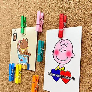 NUTJAM 100 Pack Mini Clothespins,3.5 X 0.7 MM Clothes Pins, Wooden Small Clothes Clips for Photos, Clothesline, Bag, Crafts, Art Wall, Pictures(Multicolor)