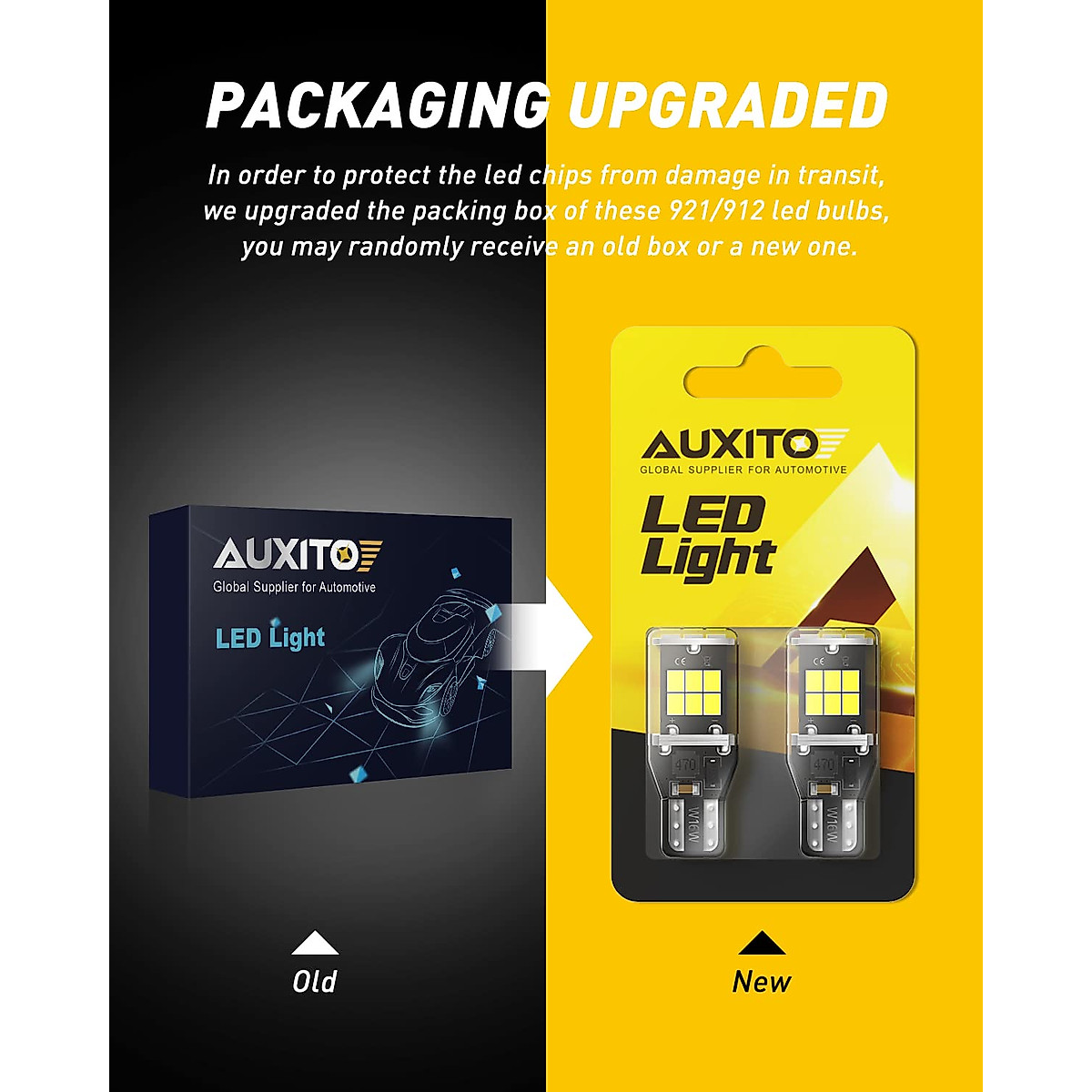 AUXITO 912 921 LED Bulb for Backup Light Reverse Lights High Power 2835 15-SMD Chipsets Error Free T15 906 922 W16W Bulbs, 6000K White (Upgraded, Pack of 2)