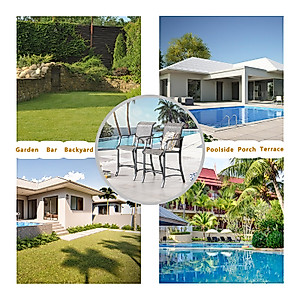 TOP HOME SPACE Outdoor Bar Stool Set of 2,Patio Height Stools & Bar Chairs,All-Weather Patio Chairs for Backyard Lawn Garden,300 LBS Capacity(Grey)