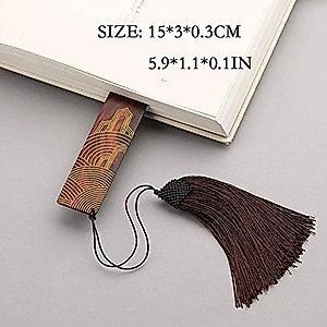 YHDCL Bookmarks Reading Page Markers Tassel, Wood Bookmark Inlaid Copper Bookmarks Handmade Natural Bookmarks with Tassel - Creative Gift for to Send Elders Antique Bookmark Set Page Markers