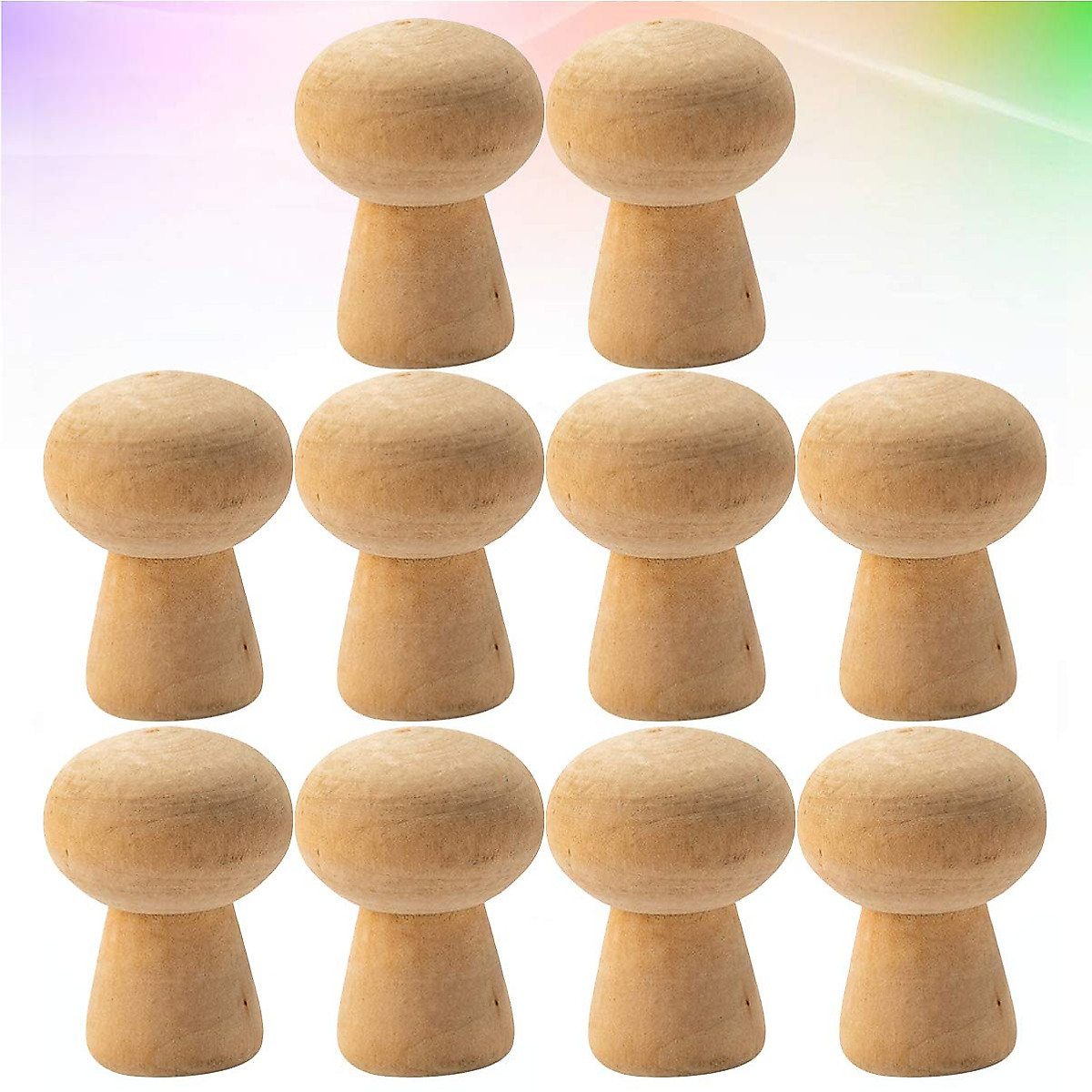 Kisangel 10pcs Wooden Mushroom Unfinished Wooden Peg Dolls Bodies Mushroom Head Kid Painting Wooden Doll for DIY Decoration Arts and Crafts Birch and Maple Wood Turnings