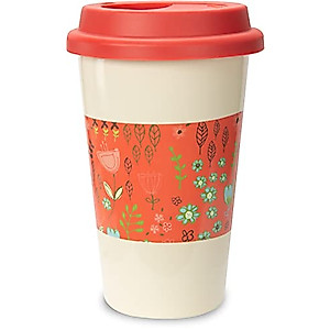 Pavilion Gift Company "A Mother's Love-Beautiful Mother" Floral Stoneware Travel Mug, Pink, 12 oz