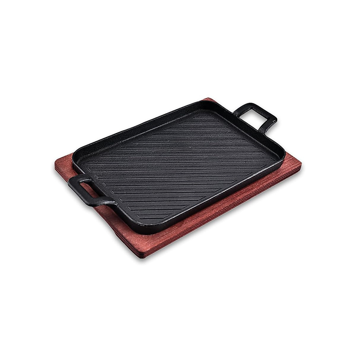 SZTNKSKJ Steak plate sizzle platter cast iron cast iron bakeware cast iron square pan cast iron skillets cast iron platter pan for roti (handle)