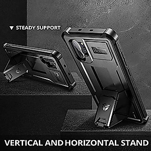 Dexnor for Samsung Galaxy Note 10+ Plus Case, [Built in Screen Protector and Kickstand] Heavy Duty Military Grade Protection Shockproof Protective Cover for Samsung Galaxy Note 10 Plus Black
