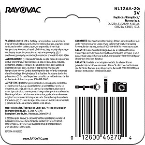 Rayovac 123A Lithium Batteries, 3V Lithium Photo Batteries (2 Battery Count)