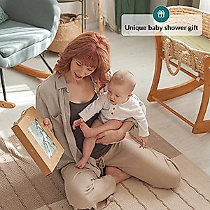 Baby Milestone Blanket | Cotton Muslin Blanket | Monthly Milestone Blanket for Baby Boy or Girl, Unisex | Newborn Baby Shower Present for New Mums | Flowers & Leaves Theme | Includes Wooden Frames