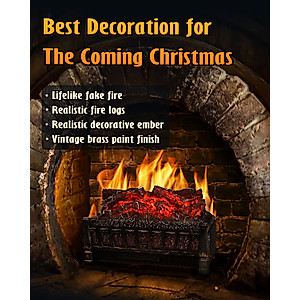 Electric Fireplace Logs Heater, Fireplace Insert with Realistic Fake Fire, 4 Flame Brightness, Remote Control, 8H Timer, Overheat Protection, Ember Bed Heater for Living Room, Christmas Decor, 1500W