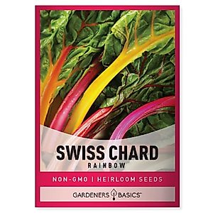 Swiss Chard Seeds for Planting (Rainbow) Non-GMO Vegetable Variety- 5 Grams Seeds Great for Summer, Fall and Winter Gardens by Gardeners Basics