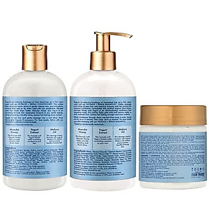 Shea Moisture Shampoo and Conditioner Set 13 Fl Oz Ea Bundled with Protein Power Treatment 8 Fl Oz. Manuka Honey & Yogurt Hydrate + Repair Hair, Vitamin C, Sulfate Free & Hair Color Safe 