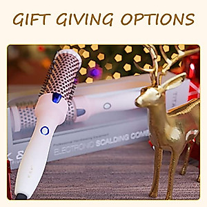 K&K 1.5 Inch Heated Curling Comb Ceramic Tourmaline Ionic Curling Iron Volumizing Brush Quick Heating Makes Hair Silky Smooth Dual Voltage Travel-Friendly Straightening Comb Round Design