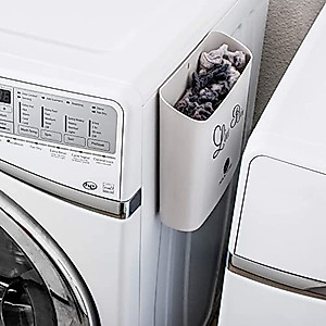 Lint Holder Bin and Dryer Sheet Dispenser Magnetic for Laundry Room Organization by A.J.A. & More (Light Grey)