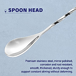 Briout Bar Spoon Cocktail Mixing Stirrers for Drink, Stainless Steel 12 Inches Long Handle, Silver 2 Pieces