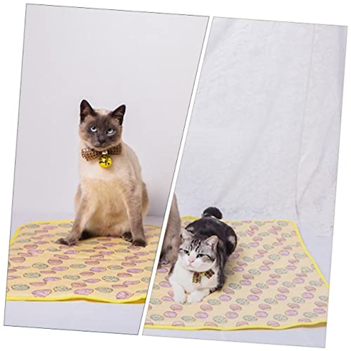 balacoo Silk Crate Breathable Travel Freeze Rest Portable Car Sleeping Puppy Self Yellow Dogs Pet Kitten Kennel Ice Seats House Cats Sofa Cooling Reusable and Mat S for Home Pad Washable
