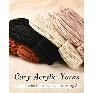 FURTALK Womens Winter Knitted Beanie Hat with Faux Fur Pom Warm Knit Skull Cap Beanie for Women