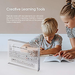 Periodic Table with Real Elements Inside, Acrylic Periodic Table Display with 83 Real Elements Samples, Craft, Teaching Tool, Gift for Kid, Students, Teacher, Science Lovers, 6*4.5*0.8 inch